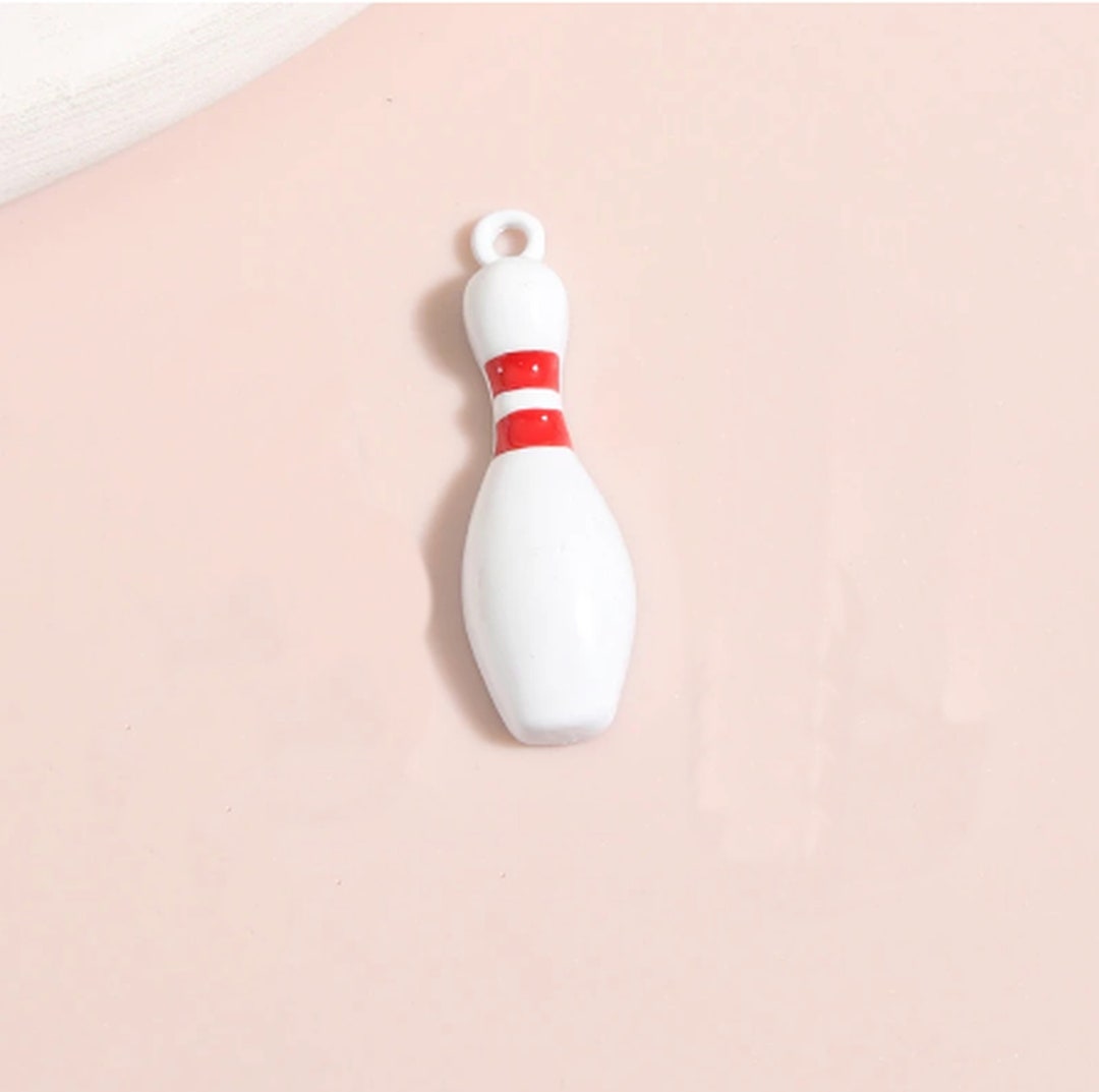 Enameled Bowling Pin Charm - Etsy