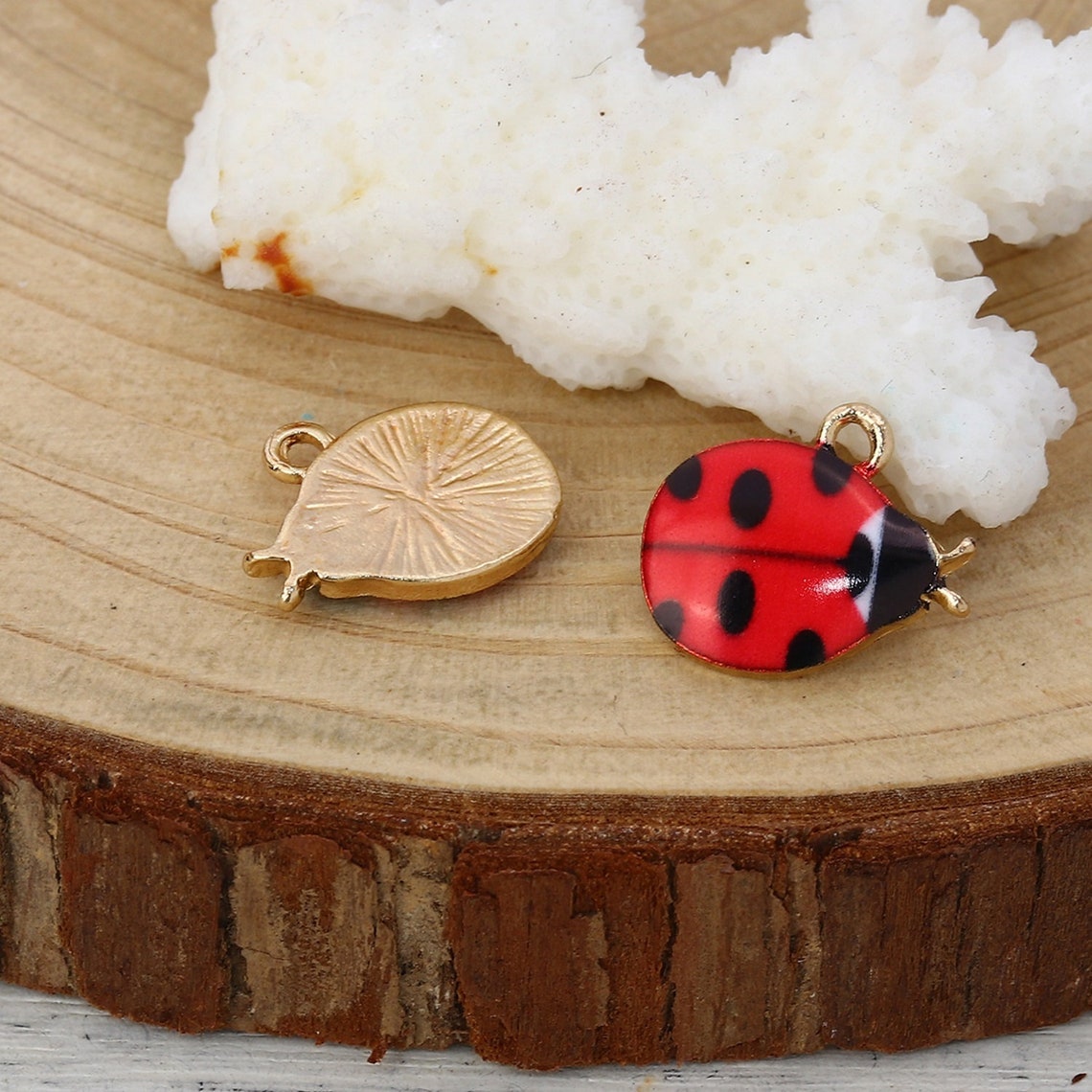 Enameled Ladybug 2 Charm | Etsy