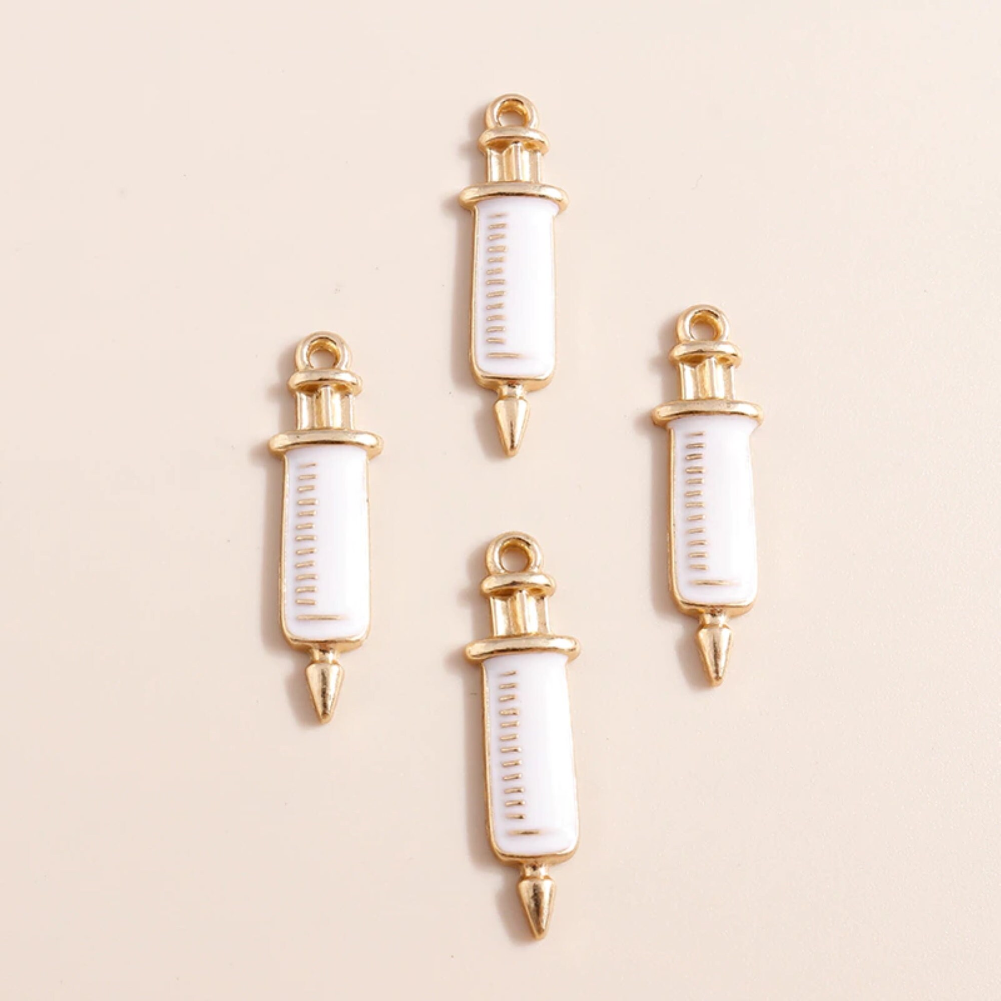 White Enameled Syringe Charm - Etsy UK