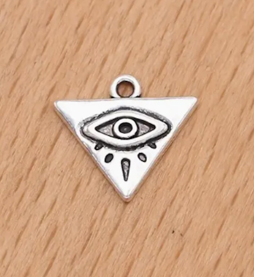 Enameled Triangle Evil Eye Pendant - Etsy