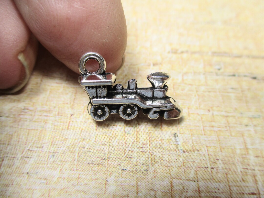 3D Antique Silver Locomotive Train Charm - Etsy