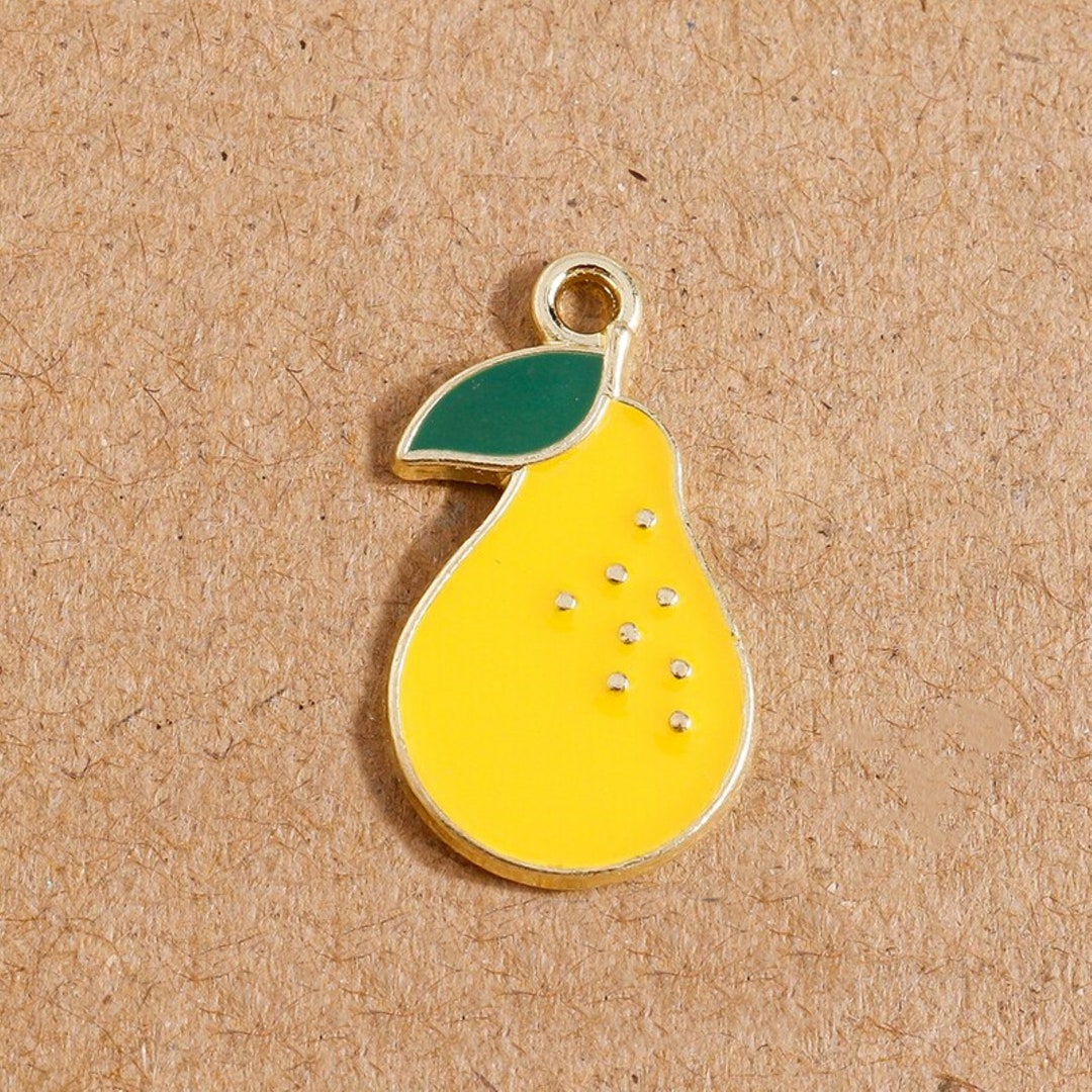 Enameled Yellow Pear Charm - Etsy