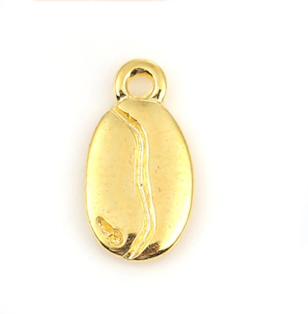 Small Gold Coffee Bean Charm - Etsy
