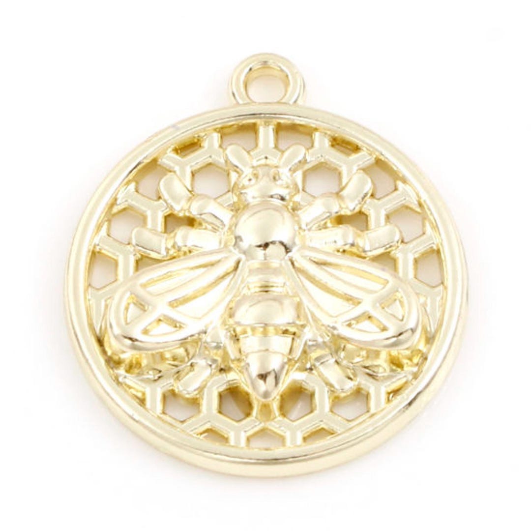 Bee Disc Charm - Etsy