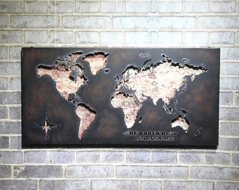 Metal world map | Etsy