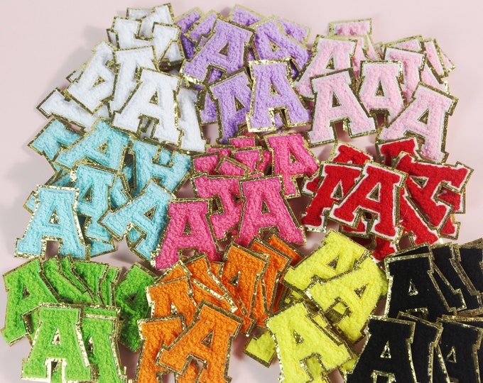 Leopard Letter Iron on Sew Patch Cheetah Dotted Pattern Chenille Fuzzy ...