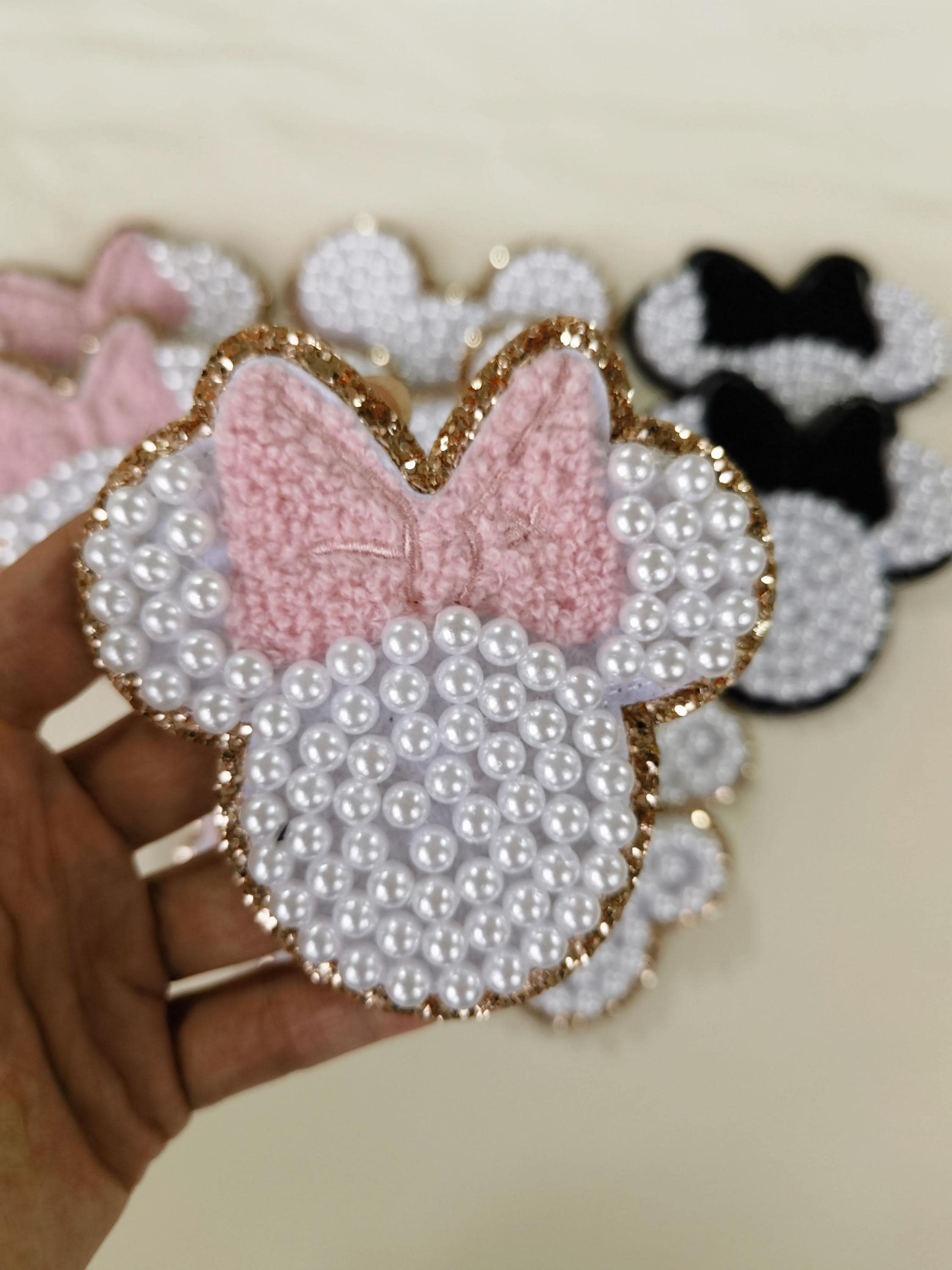 Mickey & Minnie Pearl Patches: 3M Self-adhesive Sticker - Etsy