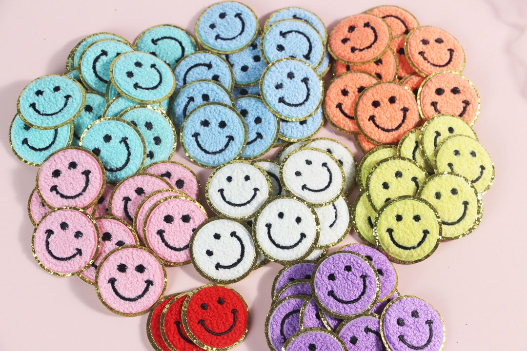 Chenille Smiley Face Iron on Patch - Etsy
