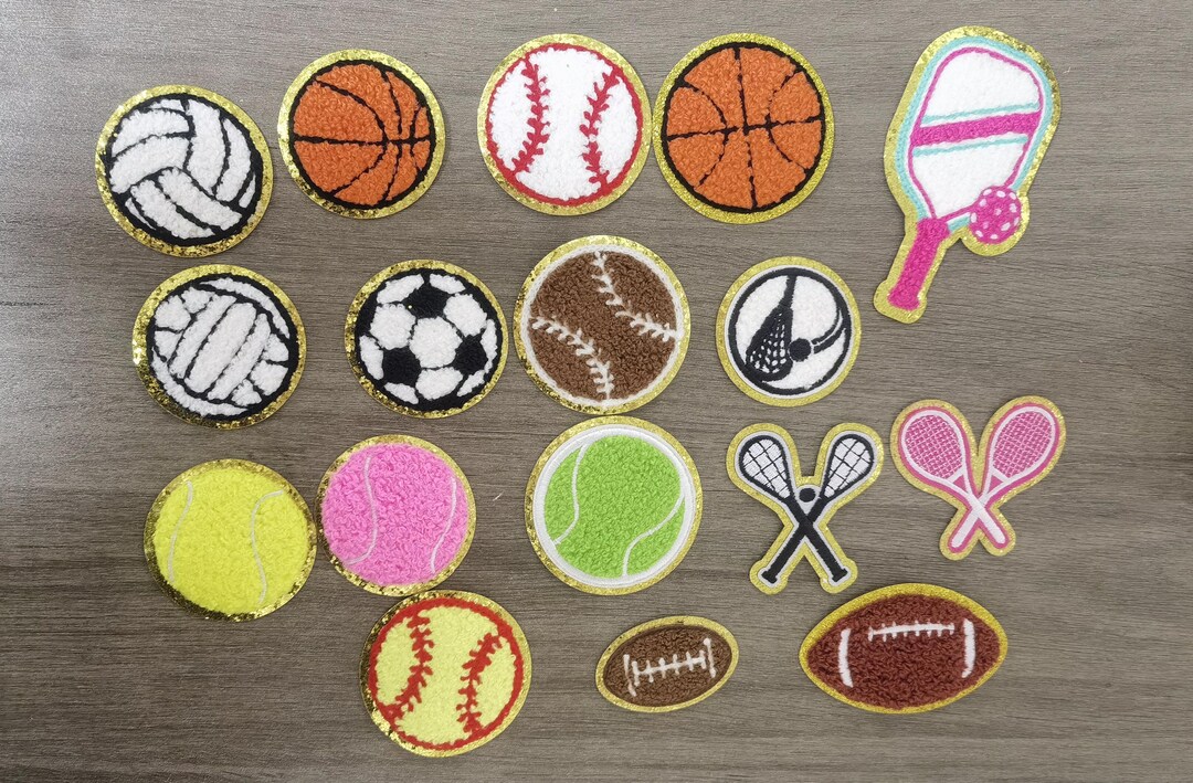 Ball Glitter Chenille Embroidered Patch , Football Patch, Basketball ...