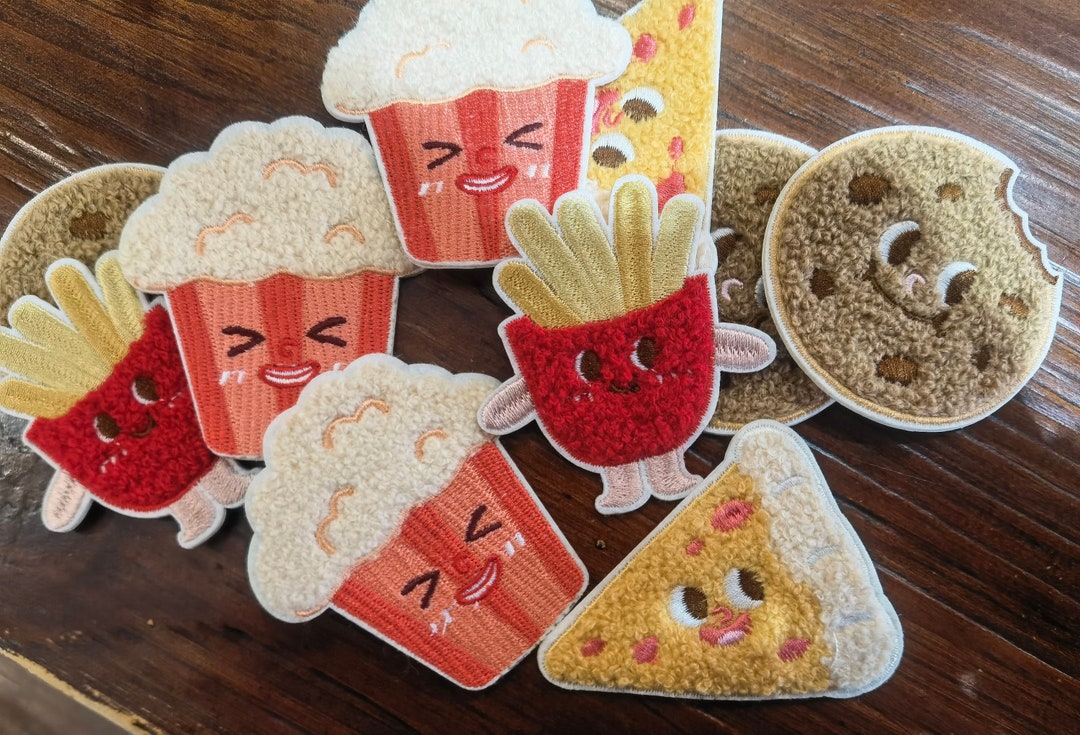 Food Patches Set: Burger, Fries, Sandwich - Self-adhesive Clothing ...