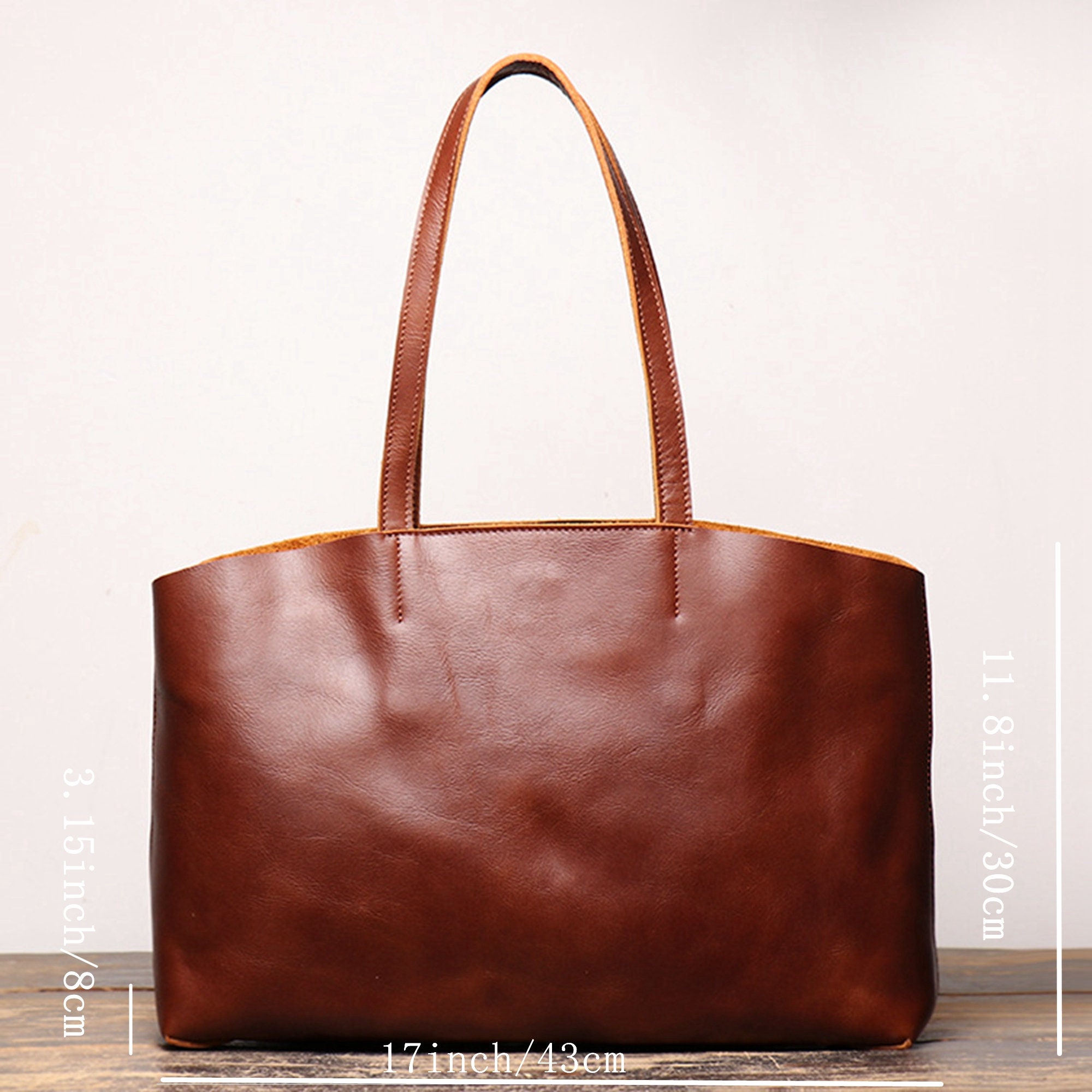 Full Grain Leather Tote Bag Genuine Leather Shoulder Bag for - Etsy