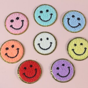 Chenille Smiley Face Iron on Patch - Etsy