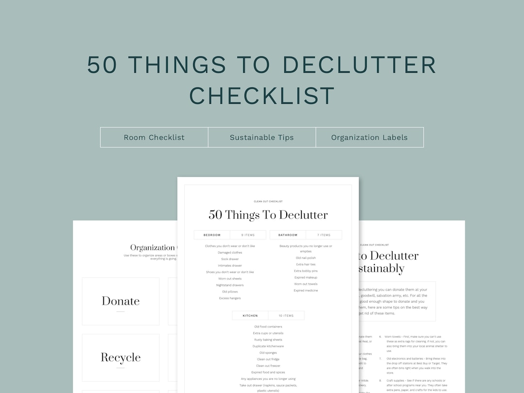 50 Things to Declutter Checklist - Etsy