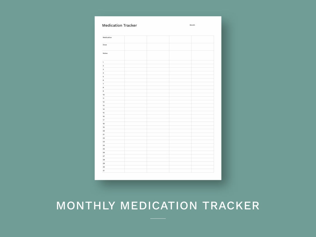 Easy Medication Tracker | Monthly Medication Journal | Simple Med ...