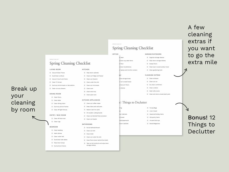 Spring Cleaning Checklist | Cleaning Guide | Spring Declutter - Etsy