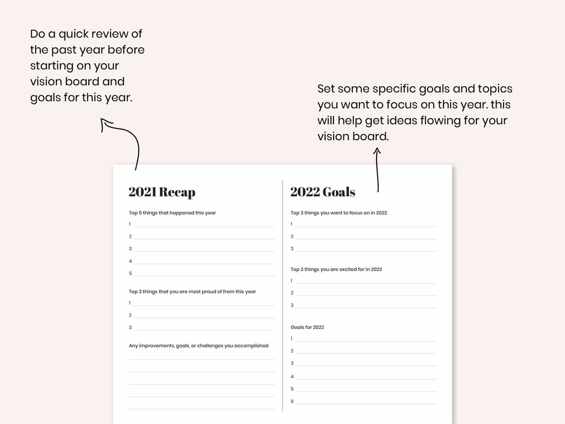 2022 Vision Board Bundle Vision Board Graphics 2022 Goal Planning - Etsy
