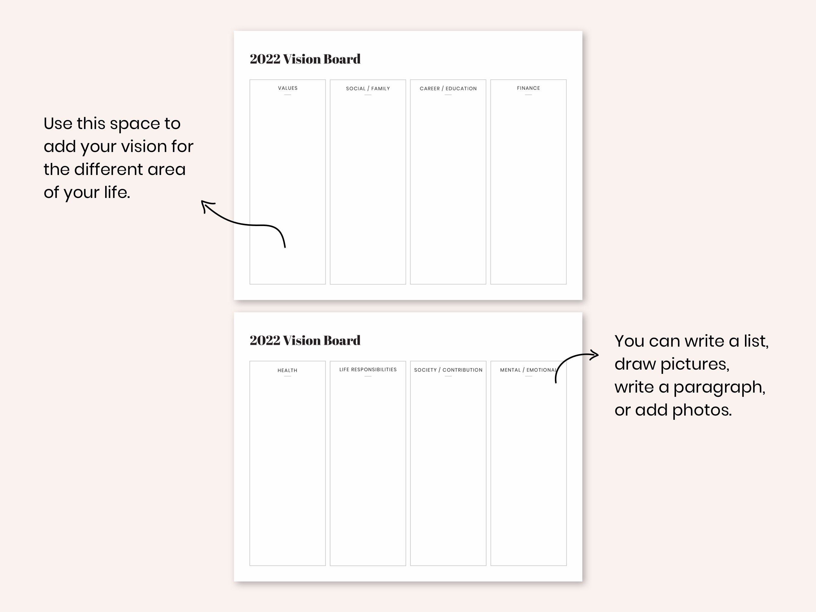 2022 Vision Board Bundle | Vision Board Graphics | 2022 Goal Planning ...