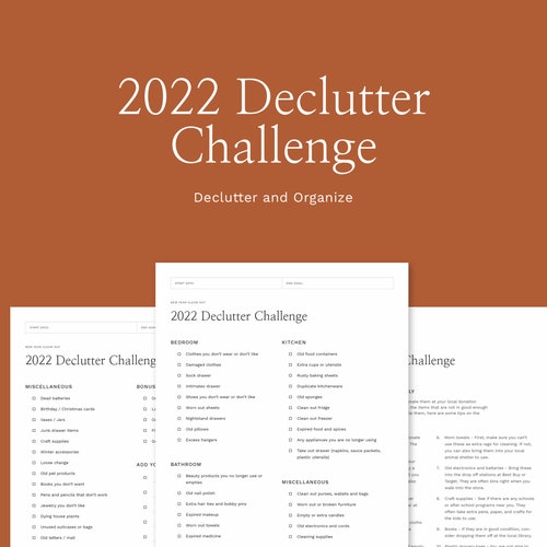 Printable Declutter Challenge Checklist PNG PDF Instant - Etsy