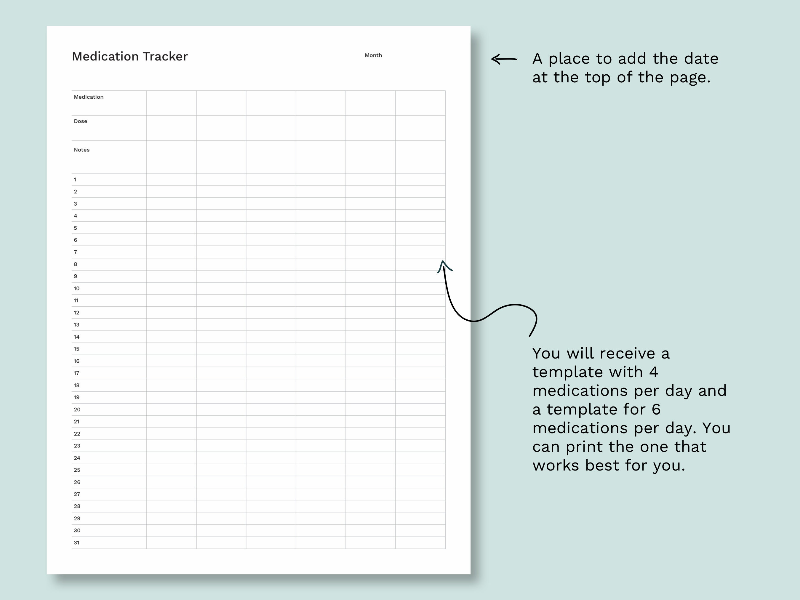 Easy Medication Tracker | Monthly Medication Journal | Simple Med ...
