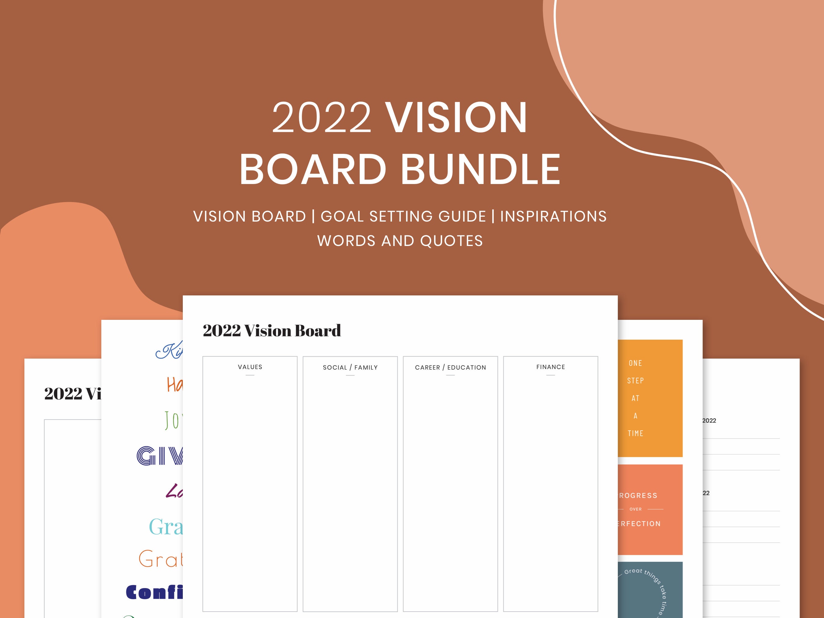 2022 Vision Board Bundle | Vision Board Graphics | 2022 Goal Planning ...