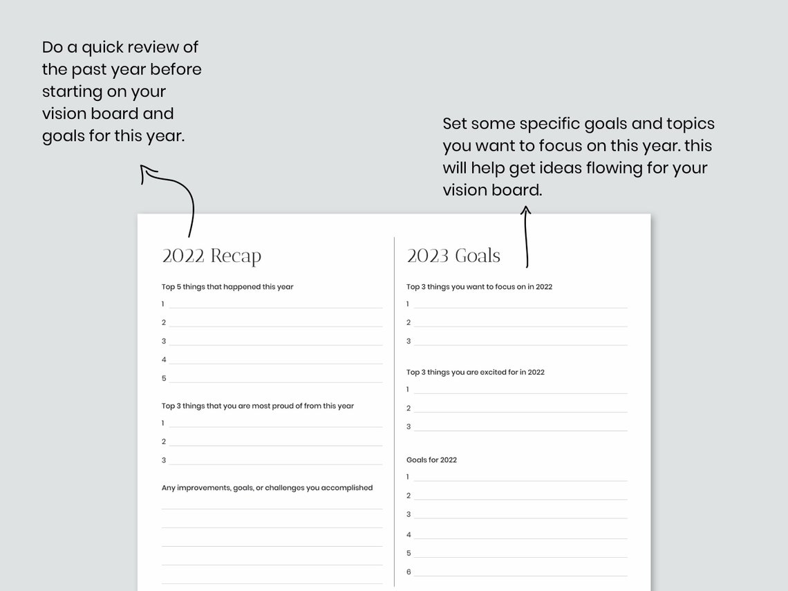 2023 Vision Board Template | 2023 Goal Setting - Etsy