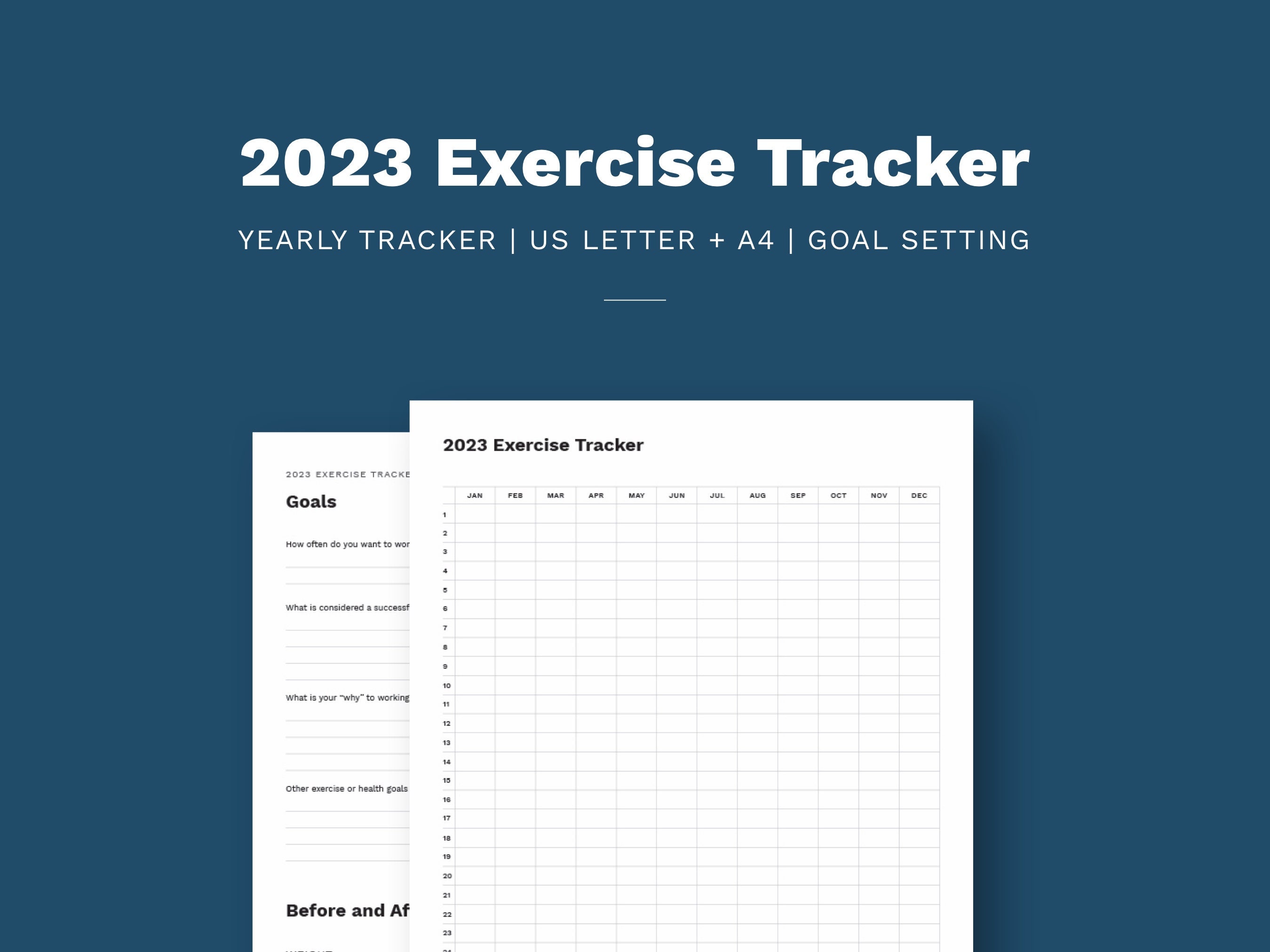 2023 Exercise Tracker | Daily Exercise Calendar | 2023 Fitness Goals - Etsy