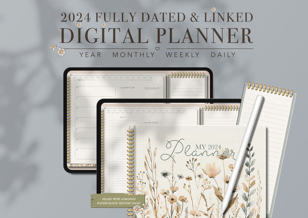 Digital Daily Planner, Elegant Minimalist 2024 Digital Planner ...
