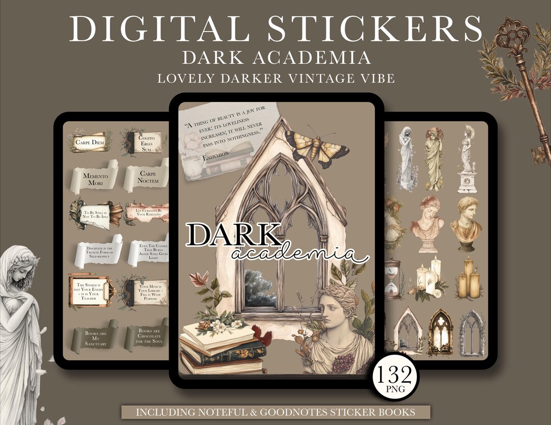Noteful Dark Academia Digital Stickers, Weekly Planner Stickers ...