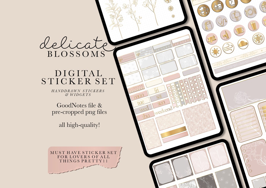 Minimalist Metalic Digital Planner Stickers for Goodnotes, Stickers W ...