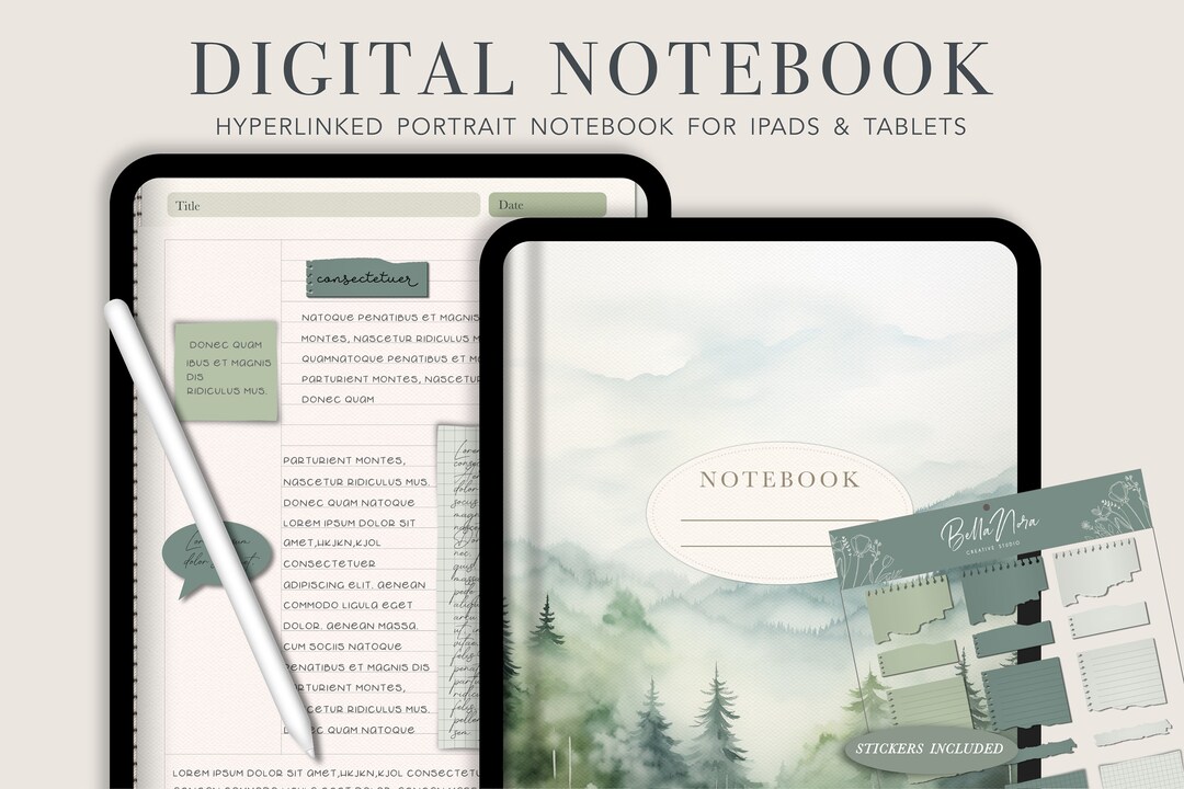 Portrait Digital Notebook, Digital Notes,cornell Journal,goodnotes ...
