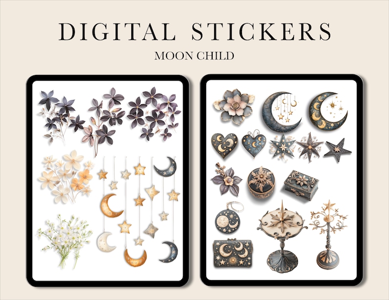 Witchy Dashboard Realistic Scene, Moon Mood Board Planner Stickers ...