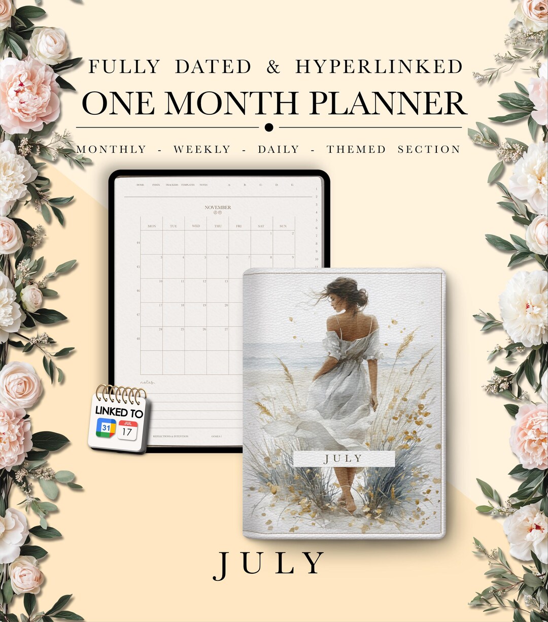 2026 July Digital Planner | Elegant Summer iPad Planner, Dated Monthly ...