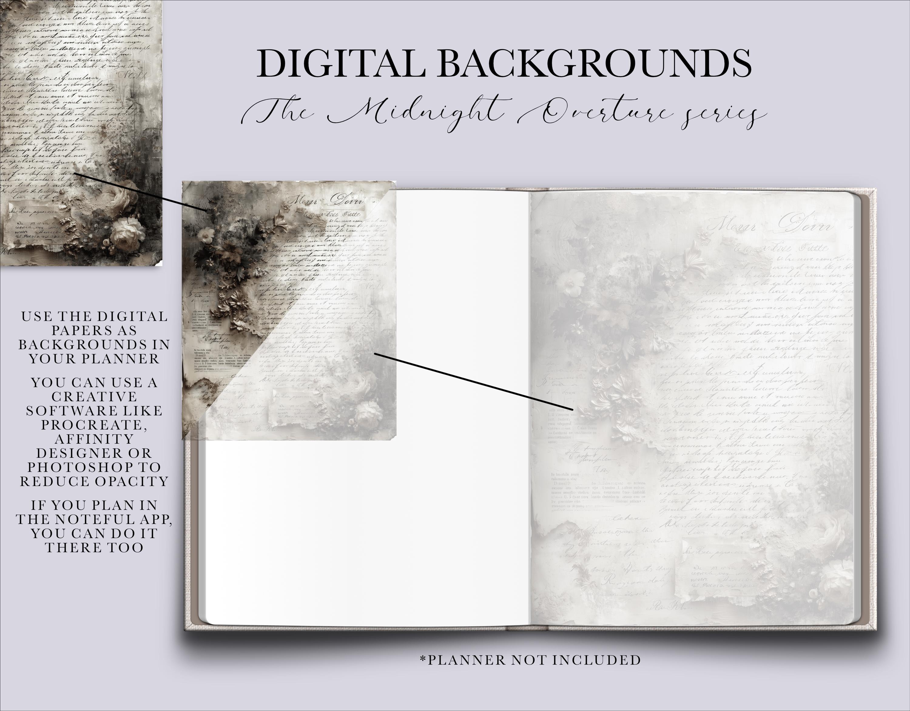 Witchy Digital Backgrounds, Gothic Watercolor Papers for Planners ...