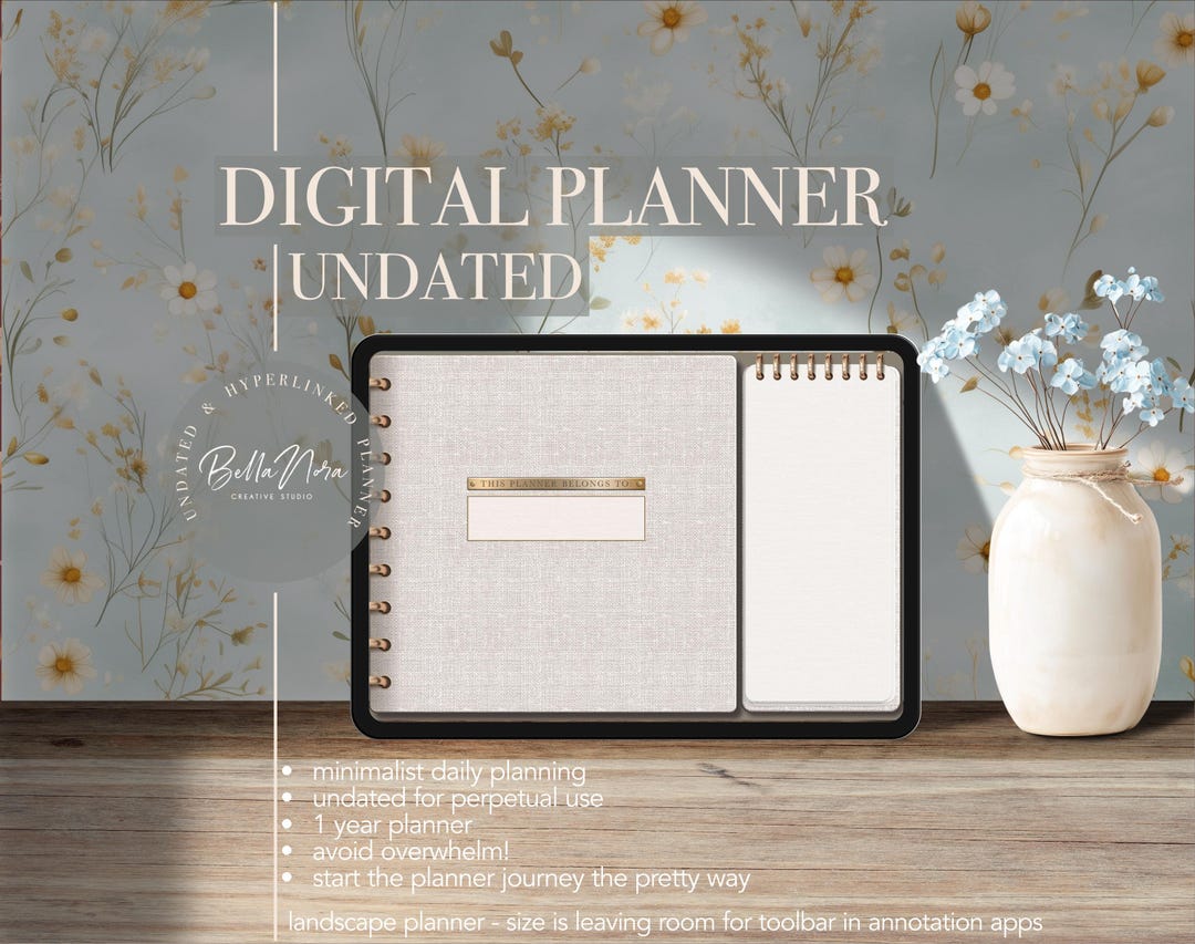 Simple Undated Goodnotes Digital Planner, Minimalist Undated Planner ...