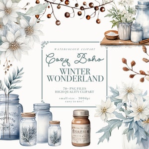 WATERCOLOUR CLIPART | Winter Clipart | Cozy Boho Winter | Winter ...