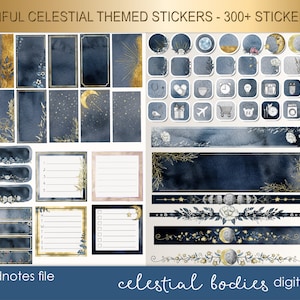 Zodiac Magic Moon Stickers, Astrology Galaxy Digital Stickers, Witchy ...