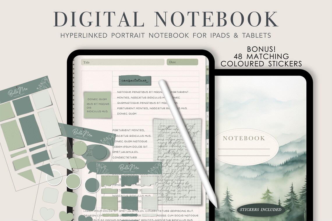 Portrait Digital Notebook, Digital Notes,cornell Journal,goodnotes ...