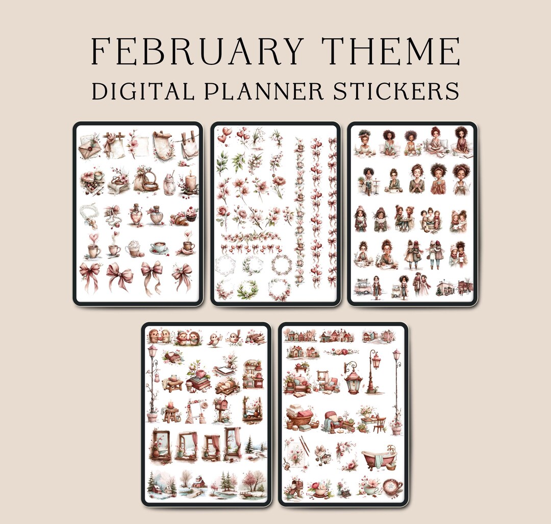 February Digital Planner Stickers | Cozy Winter Sticker Set, Floral ...