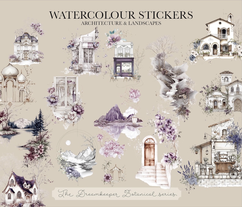 Watercolor Botanical Stickers for Goodnotes and Noteful, Dreamkeeper ...