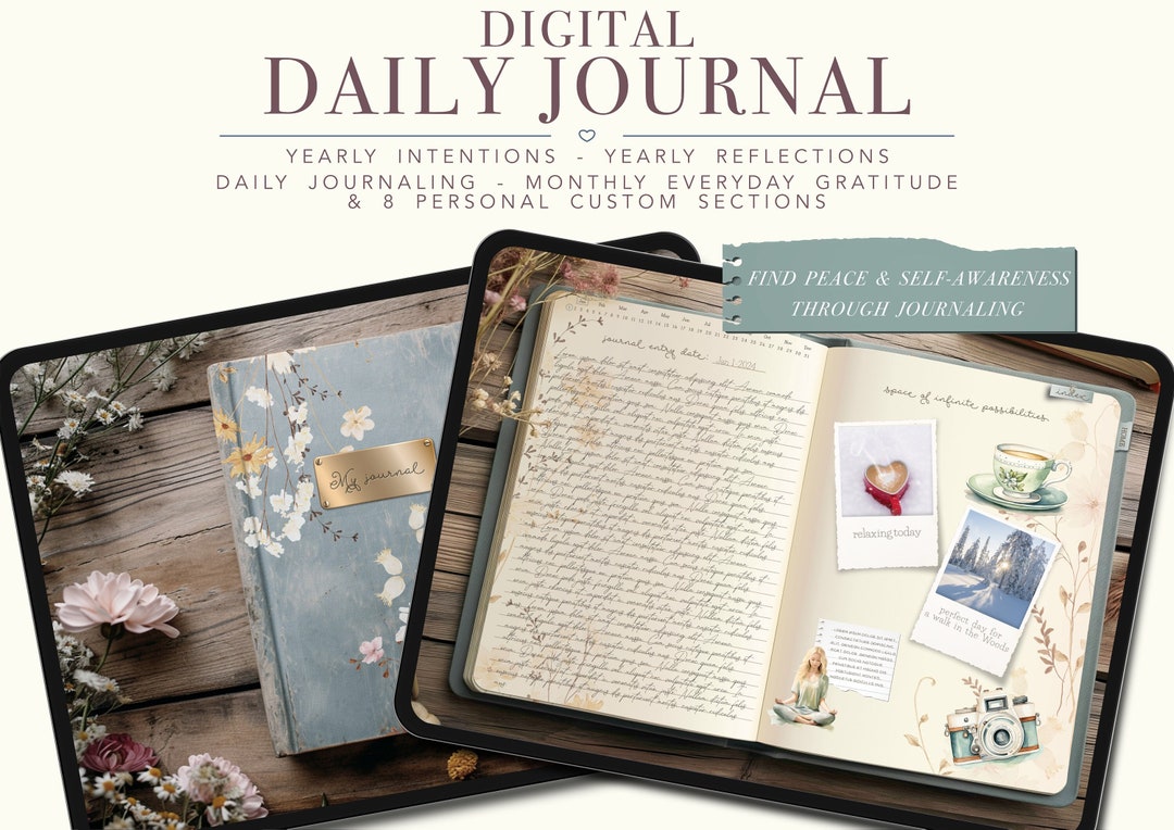 Realistic Digital Daily Journal, Digital Diary iPad Journaling, IOS ...
