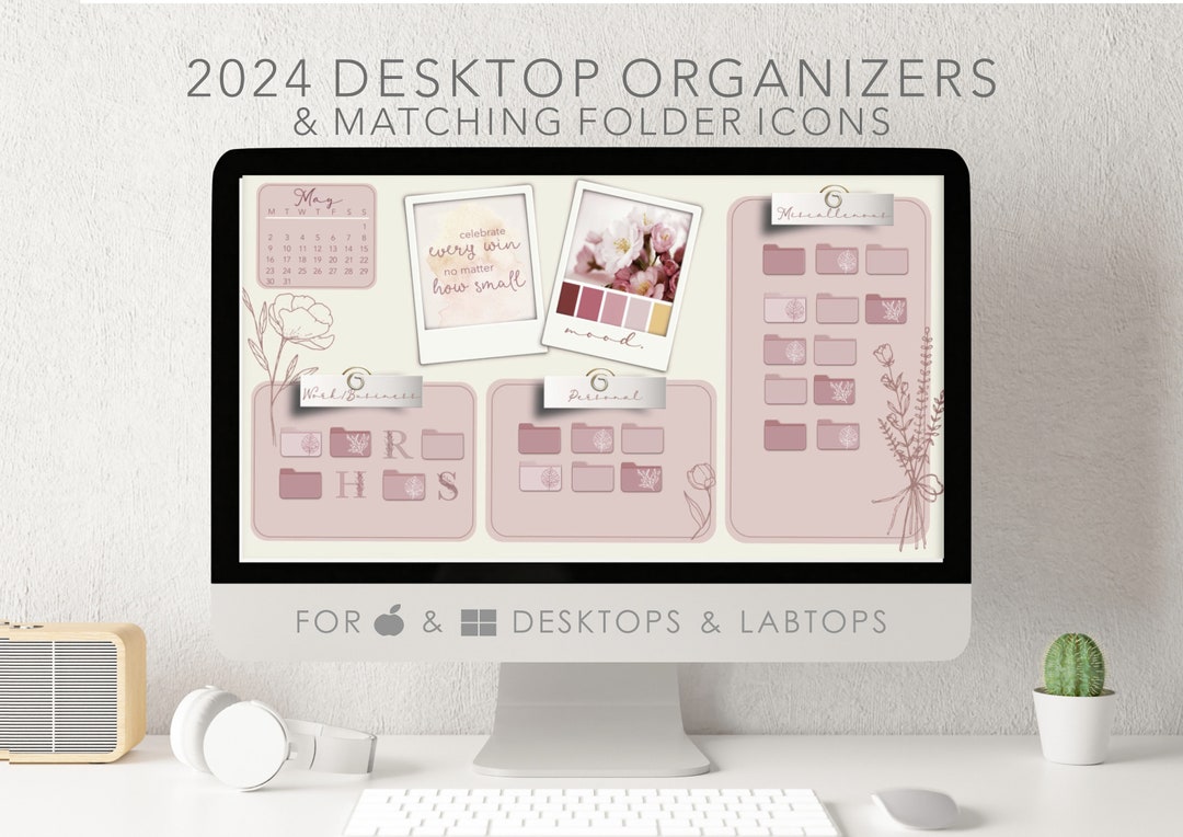 Productivity Desktop Organizer Wallpaper 2024 With Folder Icons ...