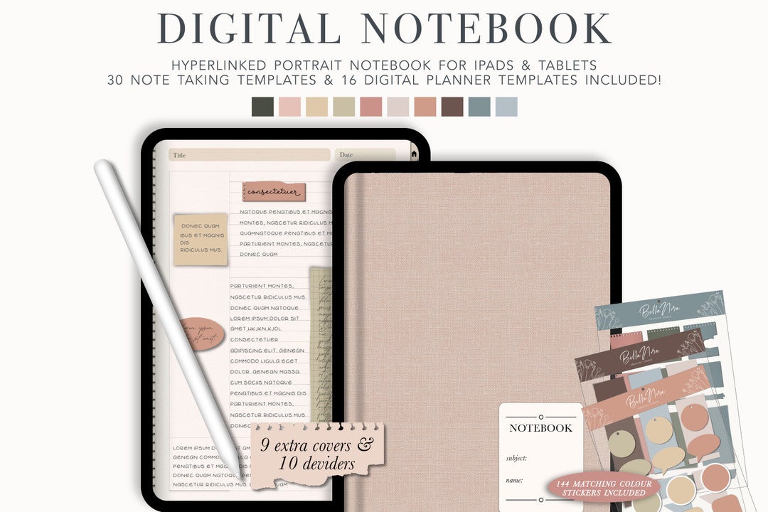 Portrait Digital Notebook, Digital Notes,cornell Journal,goodnotes ...