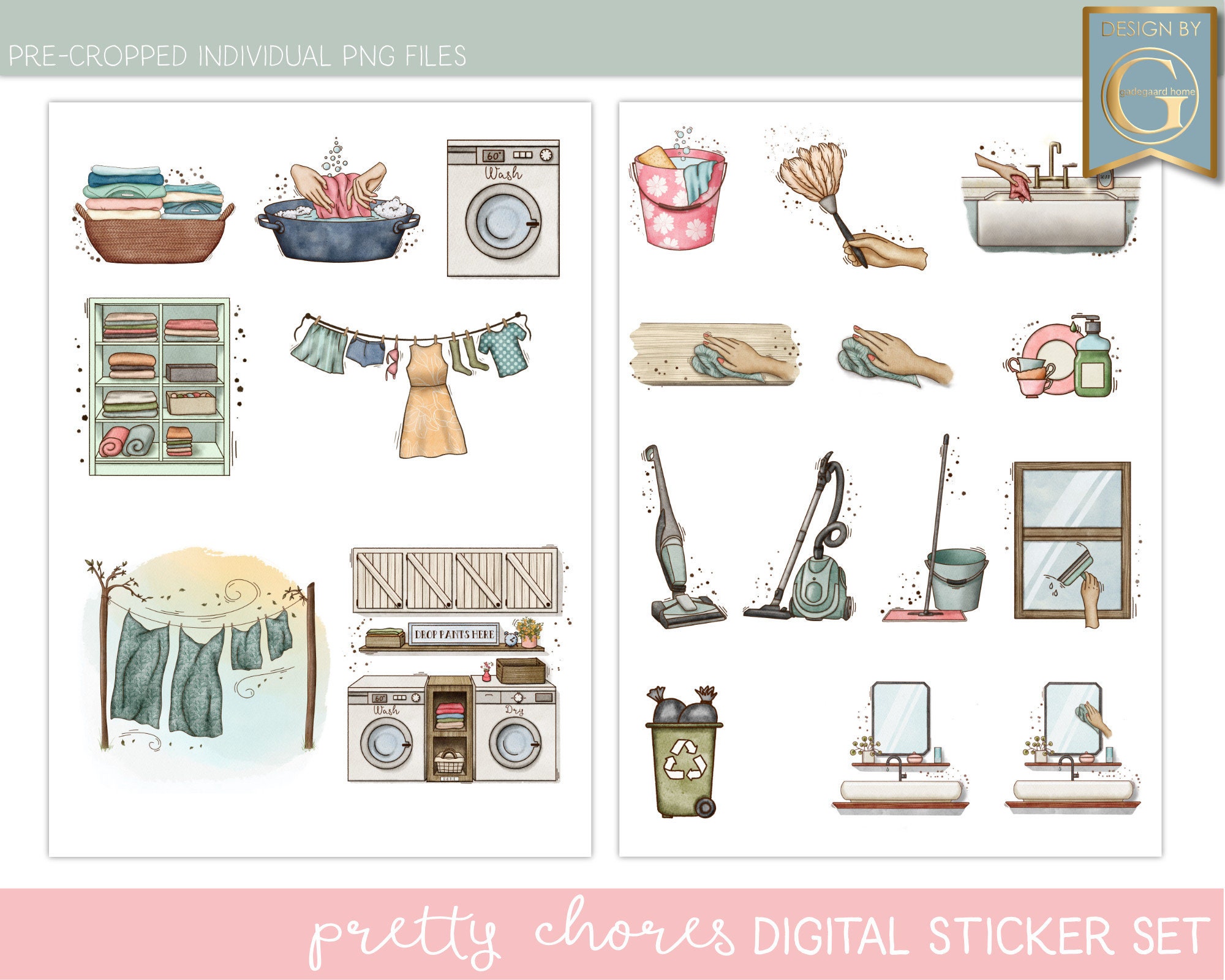 Cleaning Chores Digital Stickers, Daily Chores Goodnotes Stickers ...