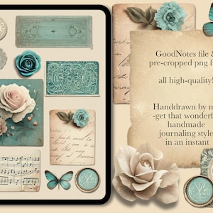 Junk Journal Digital Sticker Set for Digital Planner, Digital Ephemera ...