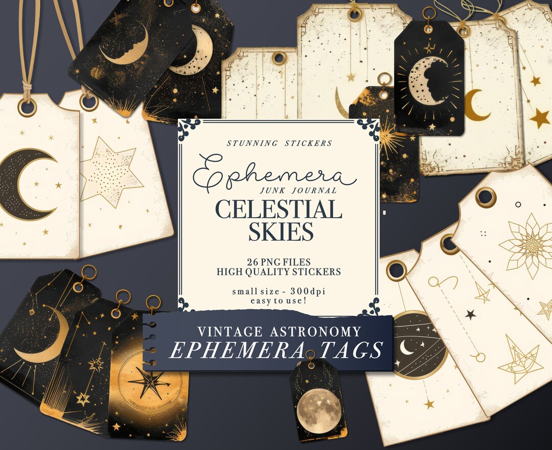 Celestial Ephemera Digital Sticker Set for Digital Planners, Digital ...