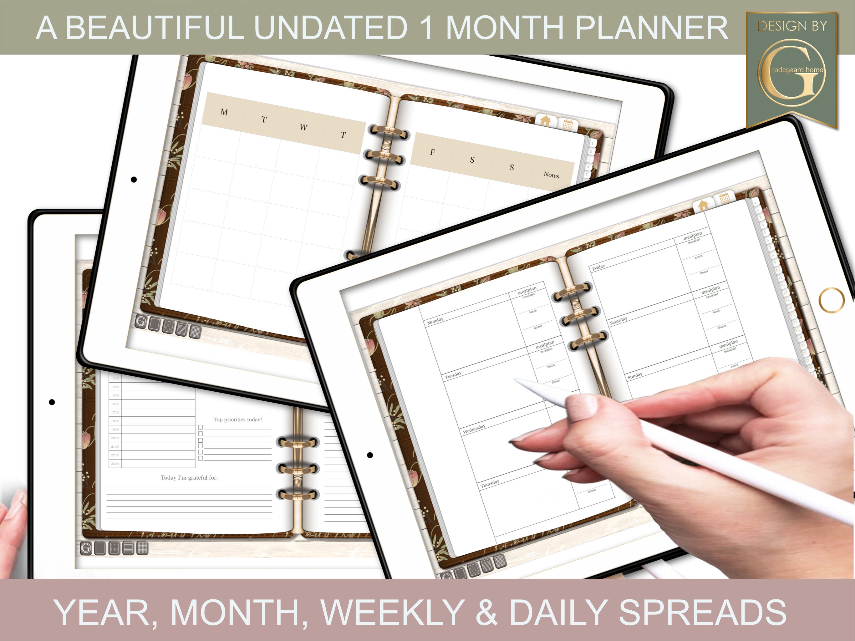 One Month Digital Planner for Goodnotes or Xodo Ipad or - Etsy