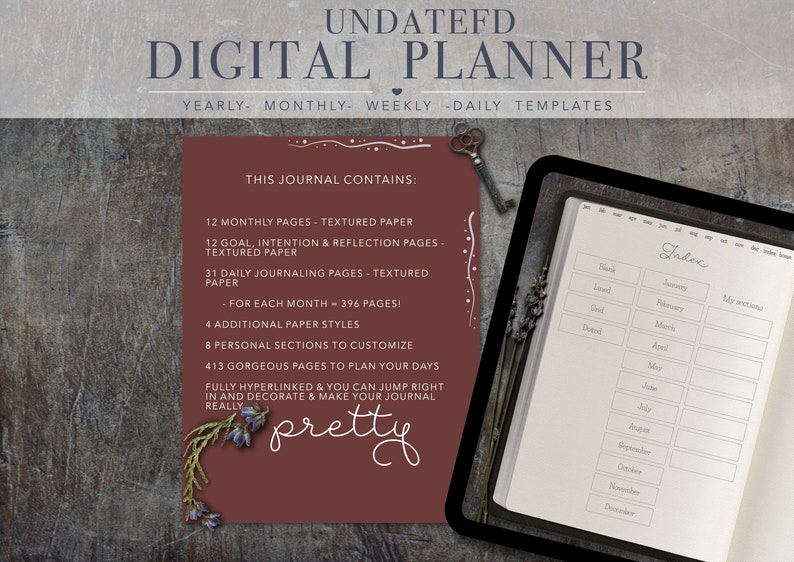 Witchy Digital Daily Journal W Hyperlinked Pages, Digital Diary for ...