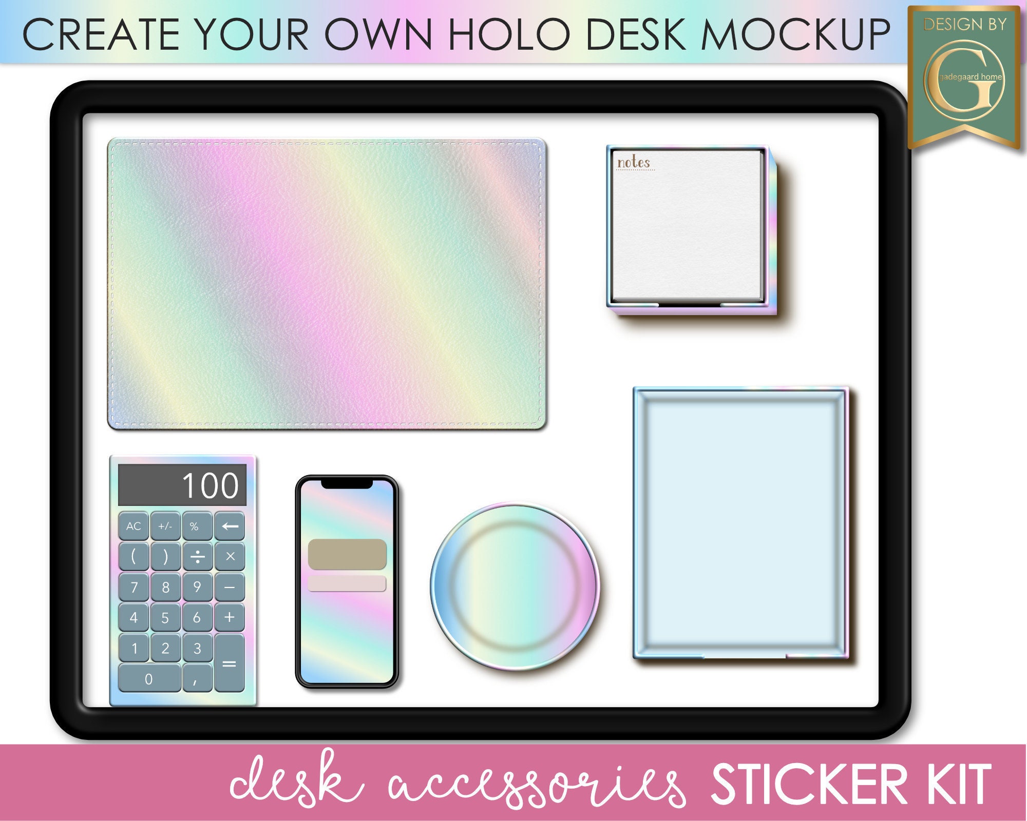 Holographic Desk Mockup Digital Planner Stickers Goodnotes | Etsy