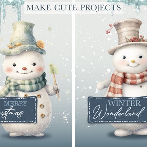 Watercolor Cute Snowman Clipart Bundle, Digital Download, Printable ...