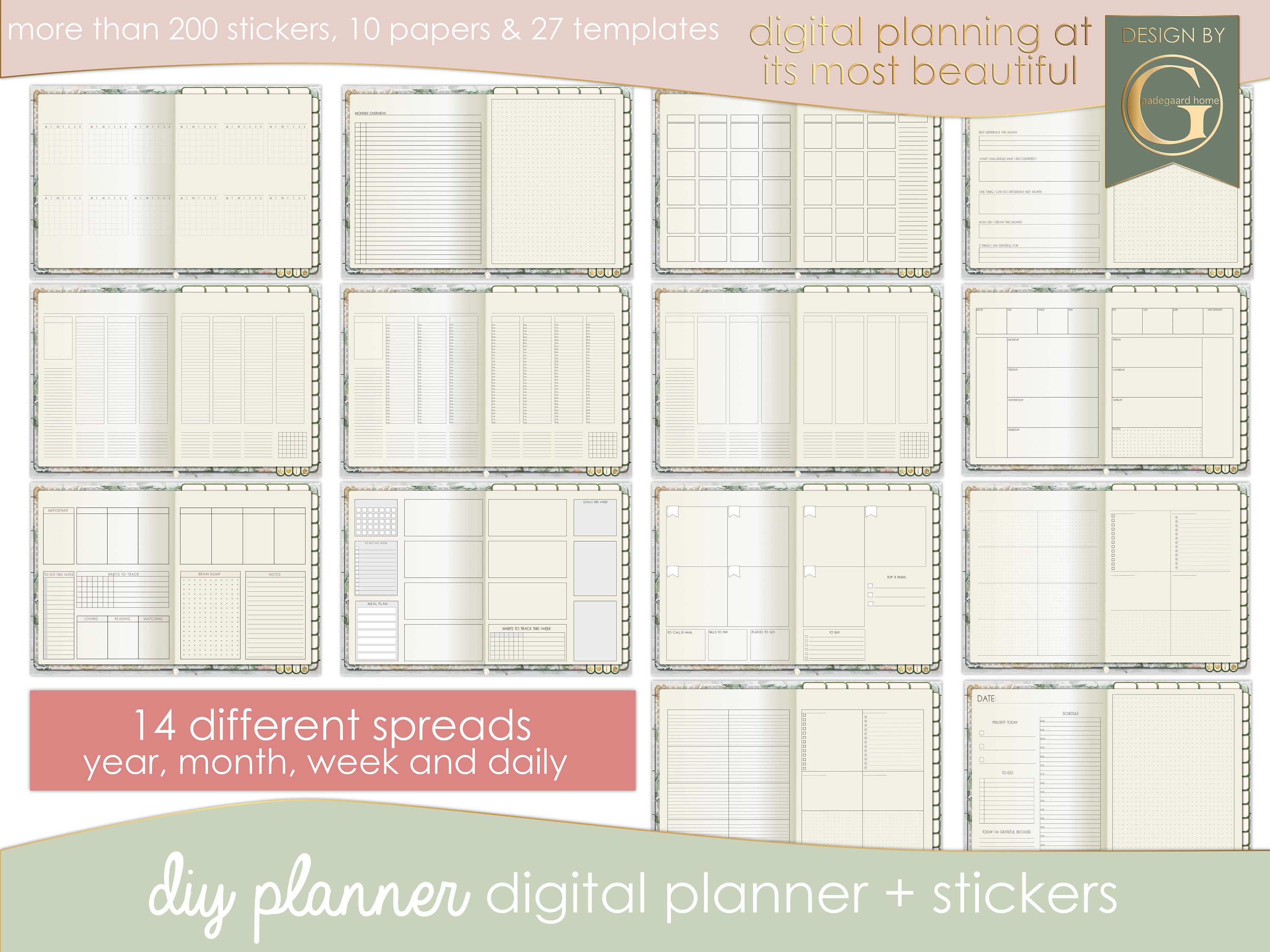 Undated Goodnotes Planner Template, Monthly Digital Planner, iPad ...